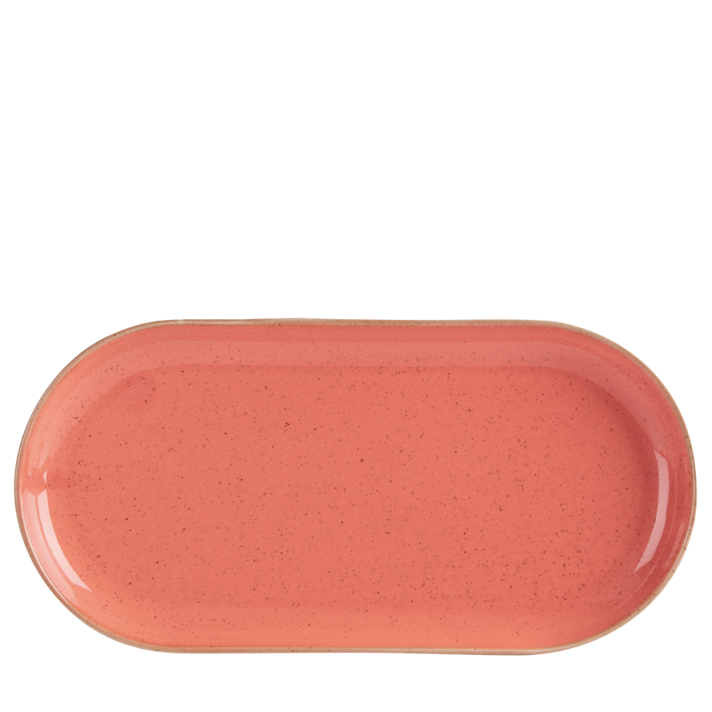 Seasons Coral Narrow Oval Plate 32cm x 20cm/12.5″ x 8″ - Sugar & Lime